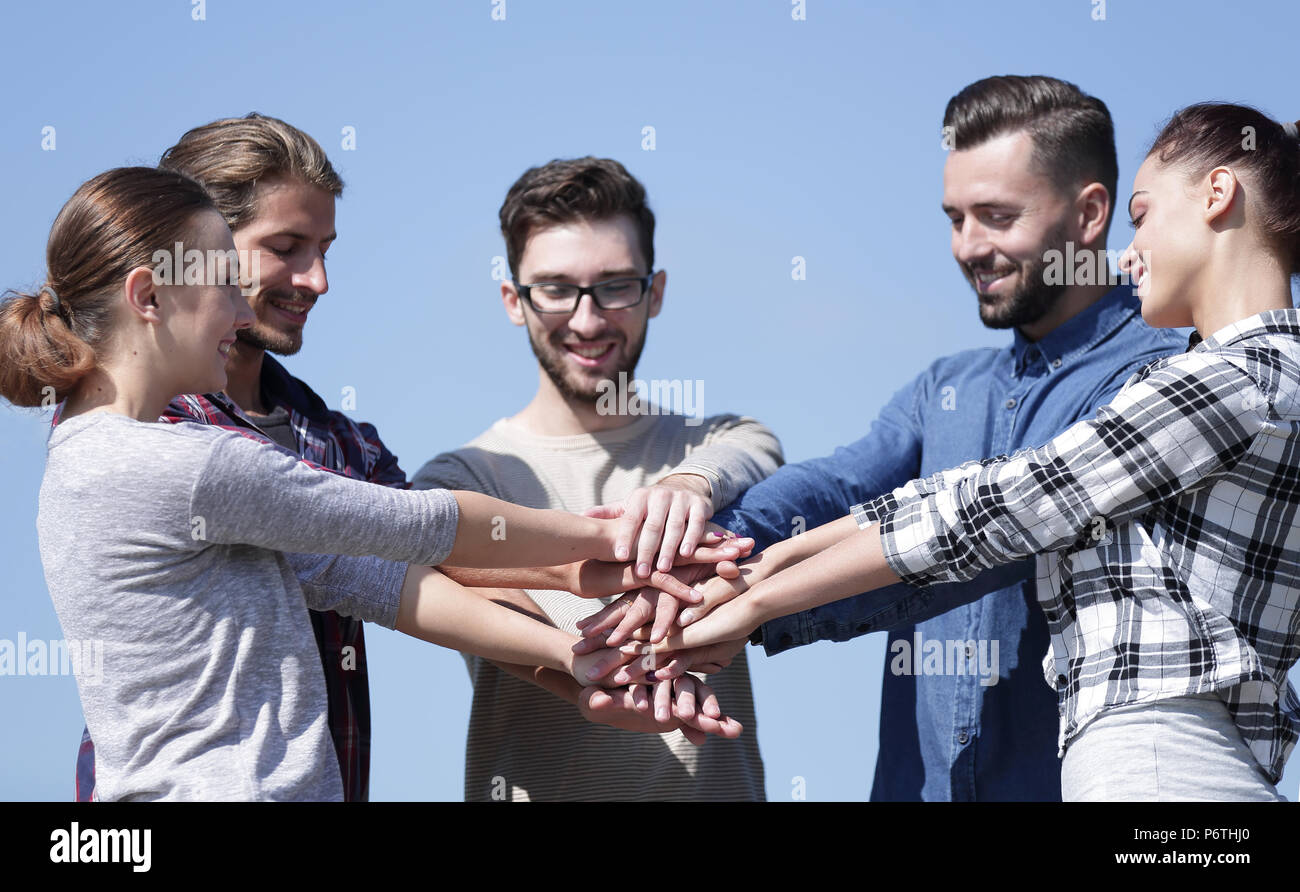 group of young people shows their unity Stock Photo - Alamy