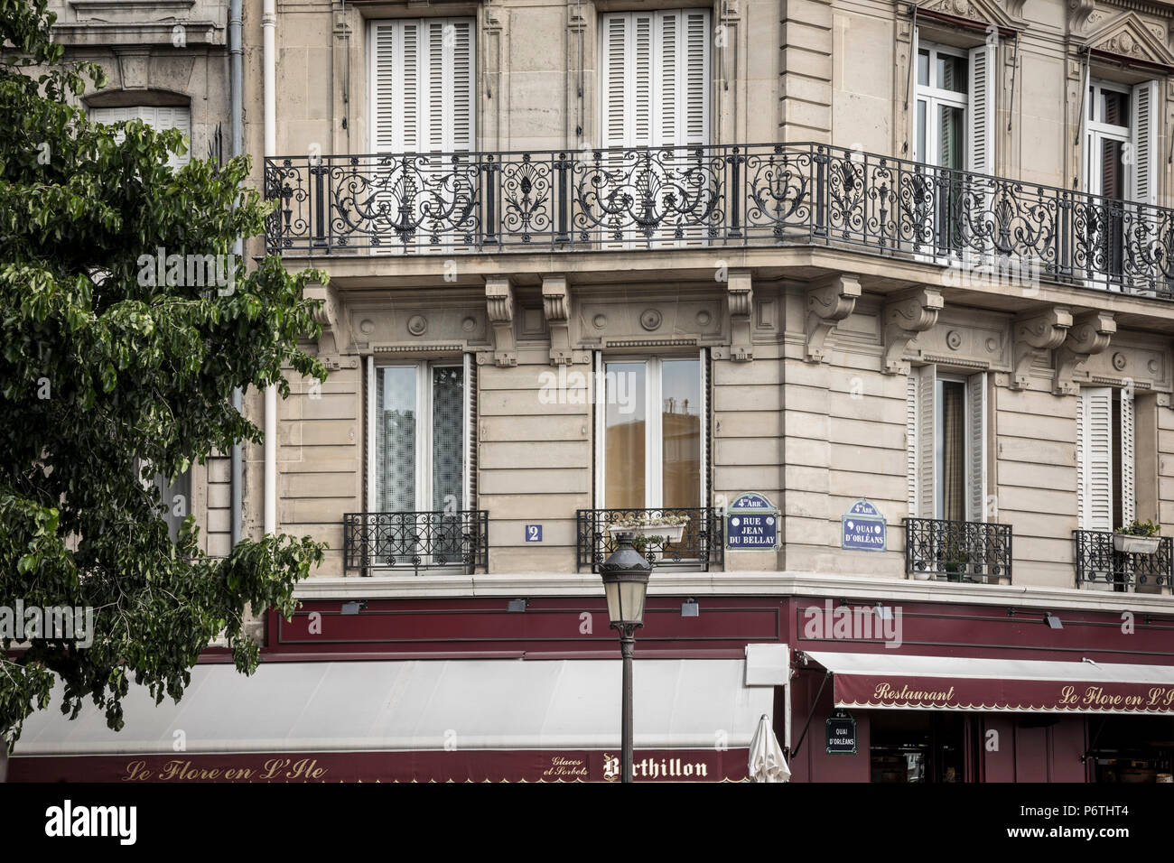 Cafe and building detail, Paris, France Stock Photo - Alamy