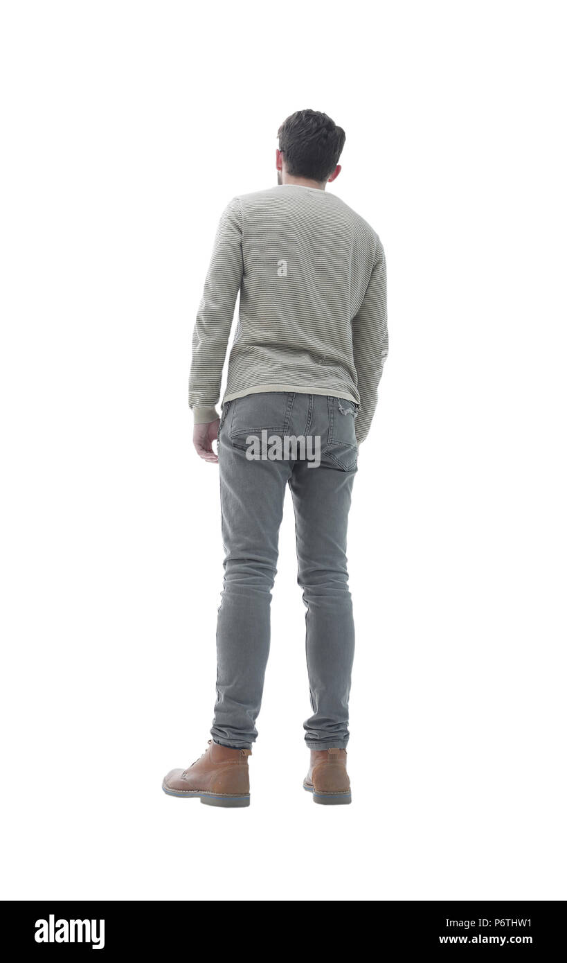 back view. Young modern man. Photo in full growth Stock Photo - Alamy