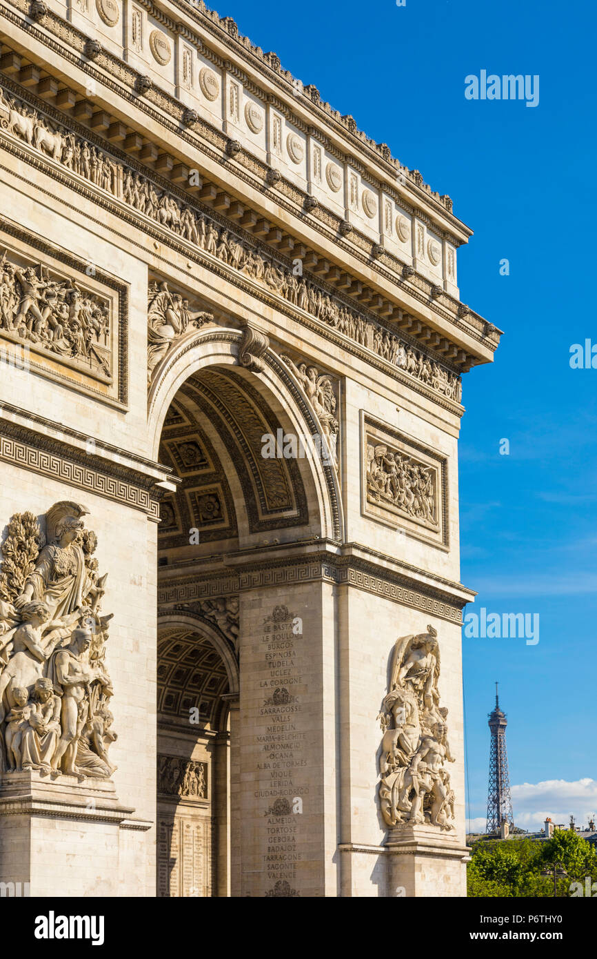 Arc de Triomphe & Eiffel Tower, Paris, France Stock Photo - Alamy