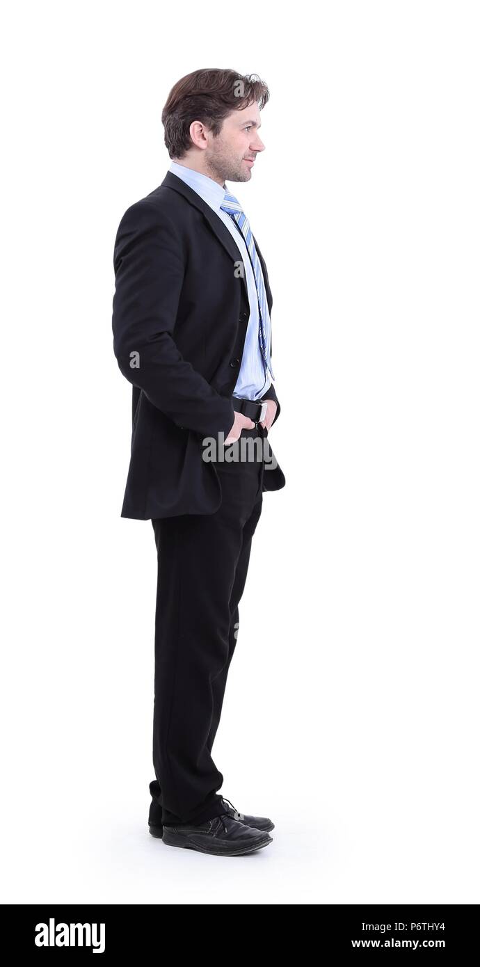 in full growth. side view.portrait of a serious business person Stock ...