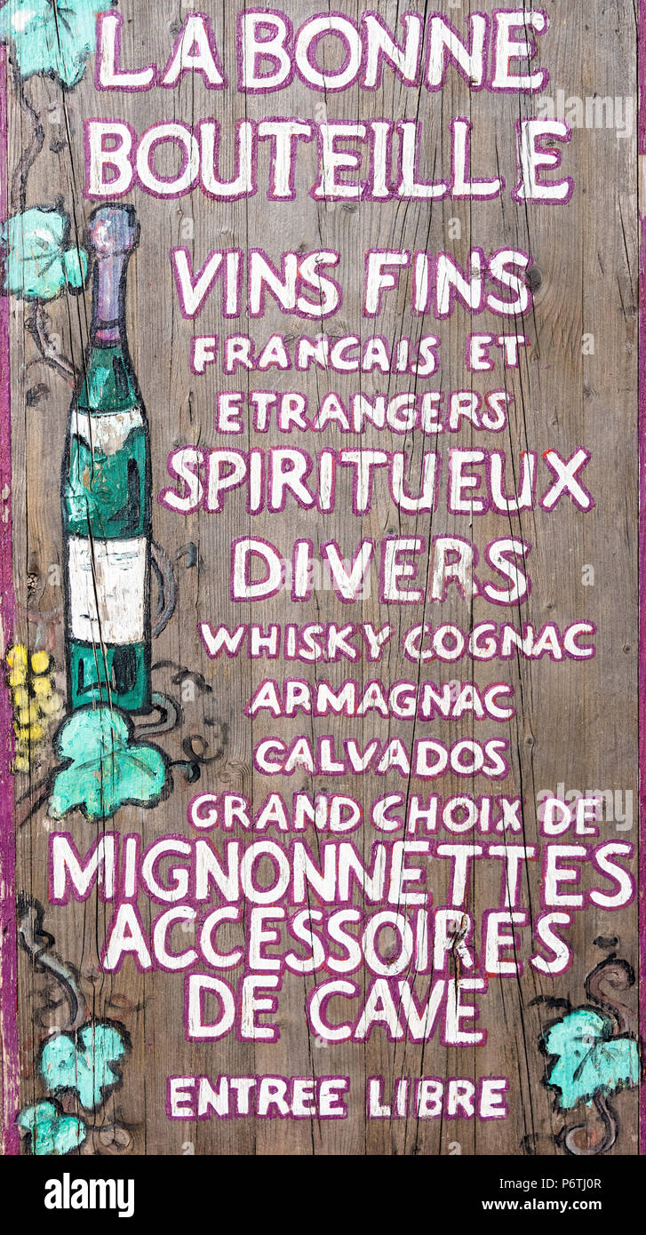 Wine shop sign in the the medieval town of Ribeauville, Alsatian Wine ...