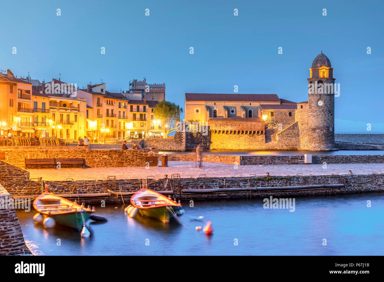 Night view of Collioure, Pyrenees-Orientales, France Stock Photo - Alamy