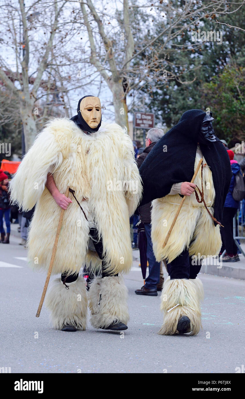 Merdulas, typical mask of Sardinian carnival, Ottana village, Sardinia ...