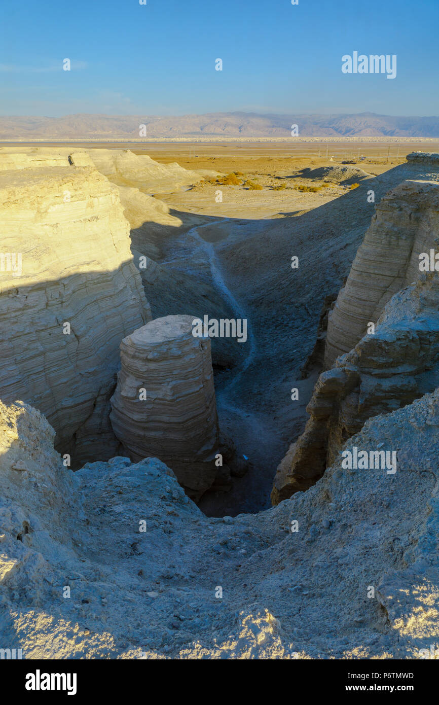 Desert landscape, and marlstone rock formation, near Masada and the ...