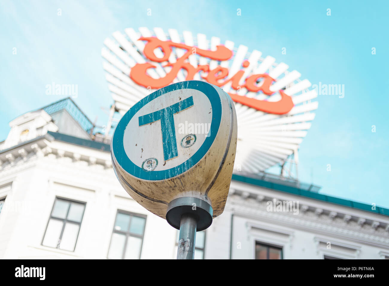 Sign of metro station in Oslo, Norway Stock Photo - Alamy