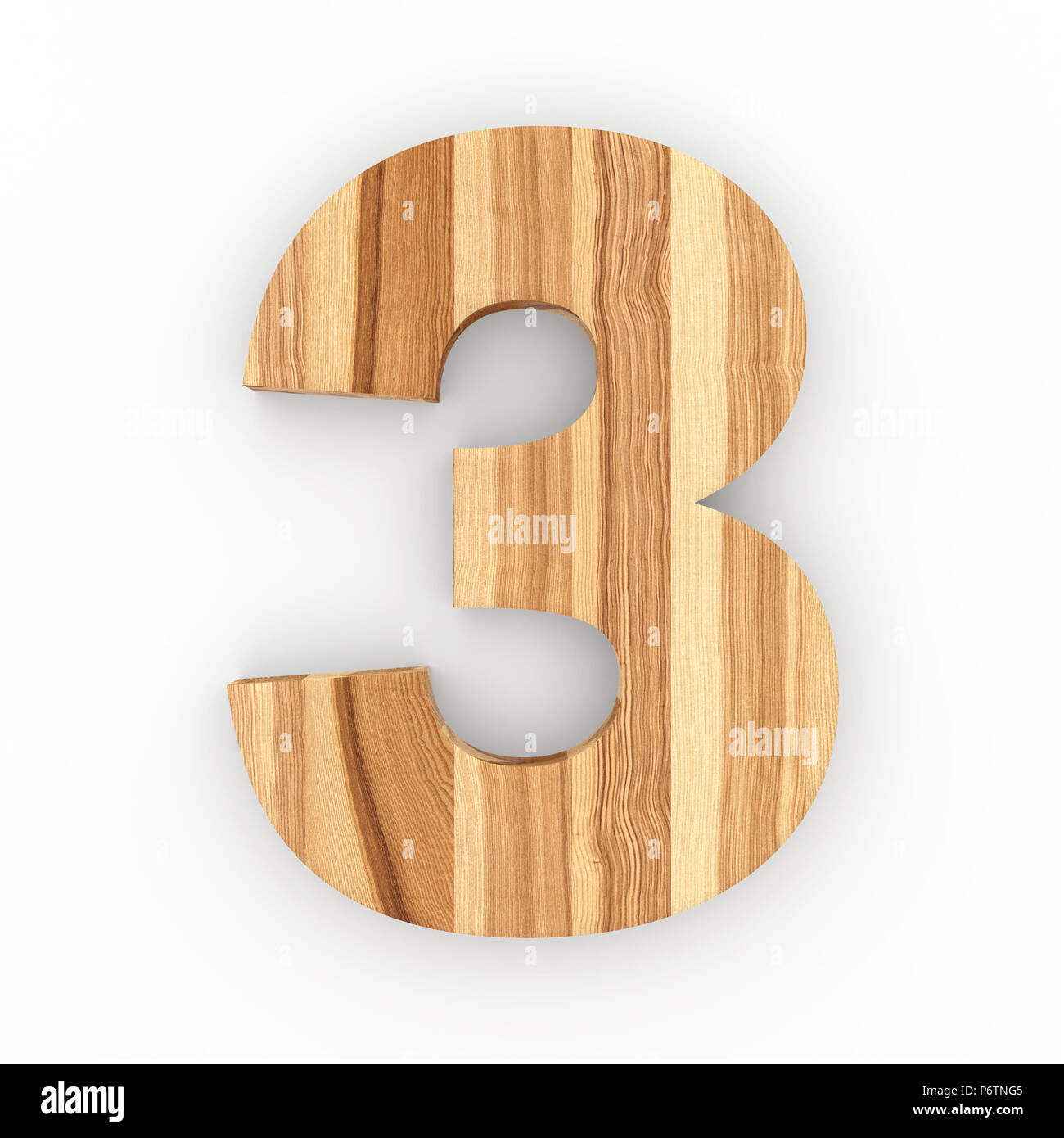 Wooden number 3 isolated on white background Stock Photo - Alamy