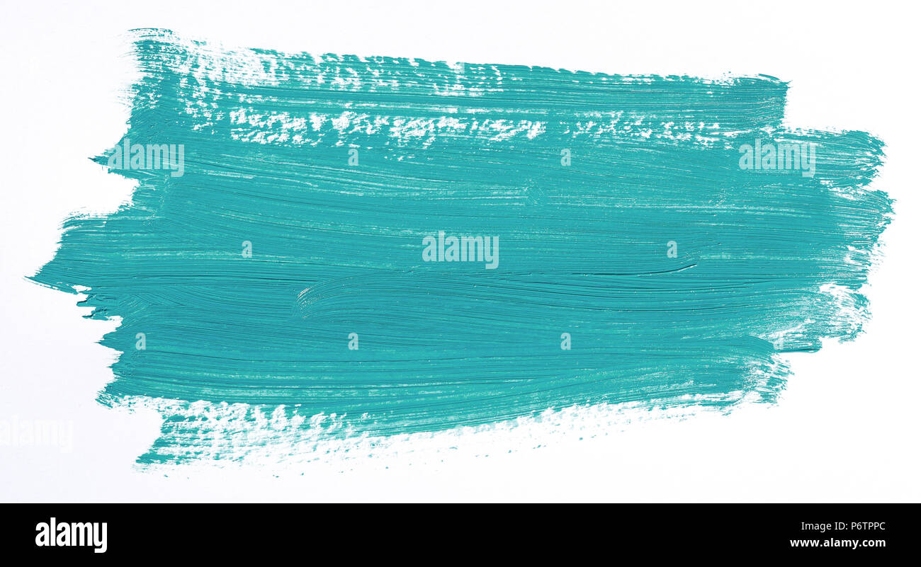 Turquoise brush stroke isolated over white background Stock Photo - Alamy