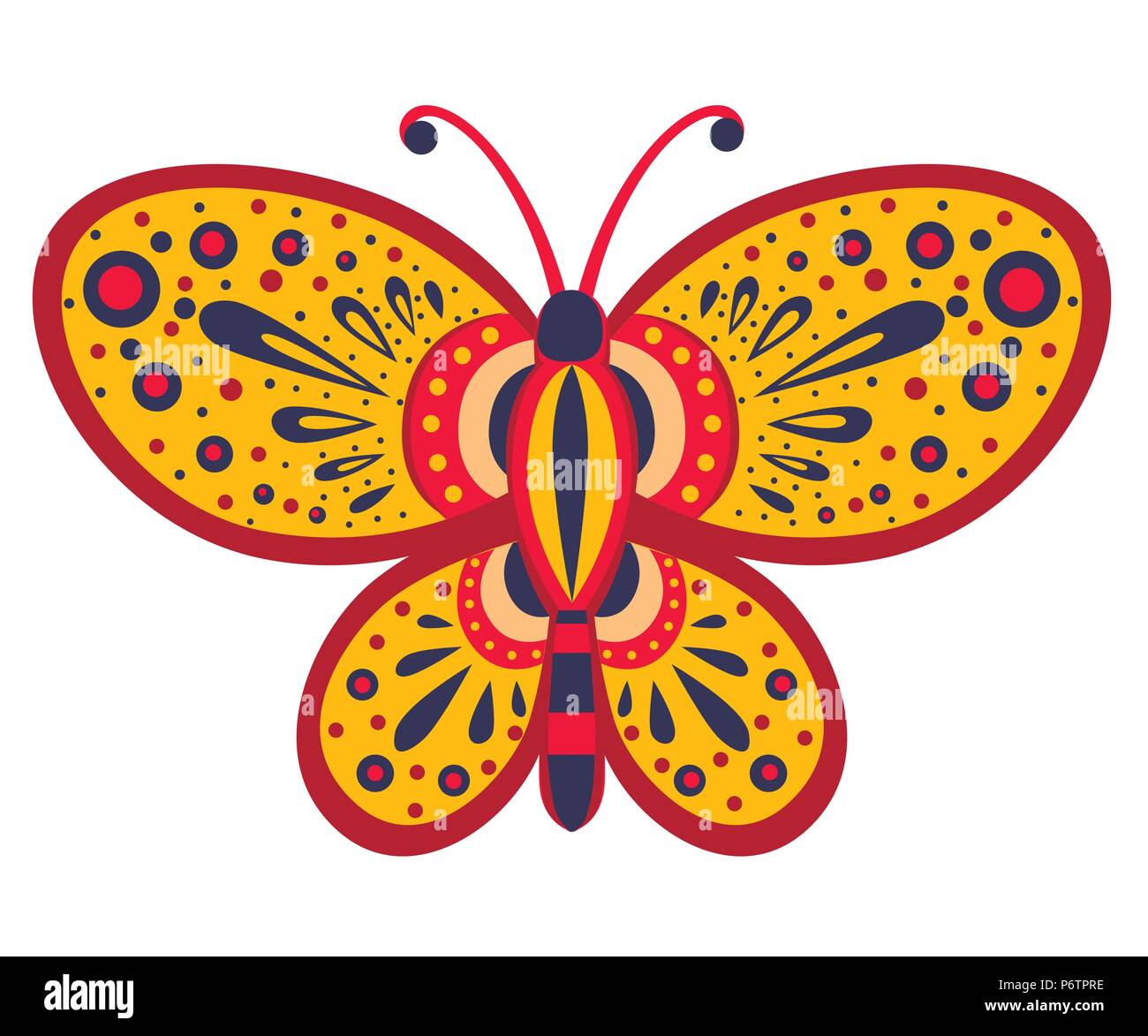 Orange butterfly with abstract pattern. Vector illustration isolated on ...