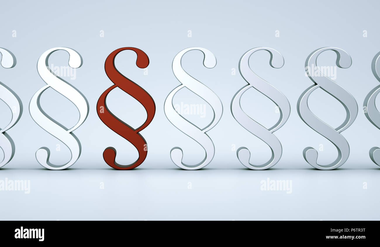 Red paragraph, symbol of law on white background. Law concept Stock ...