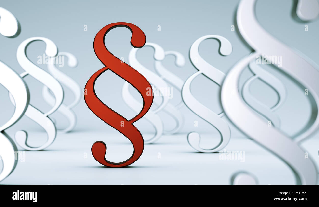 Red paragraph, symbol of law on white background. Law concept Stock ...