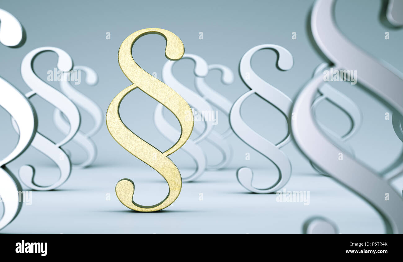 Golden paragraph, symbol of law on white background. Law concept Stock ...