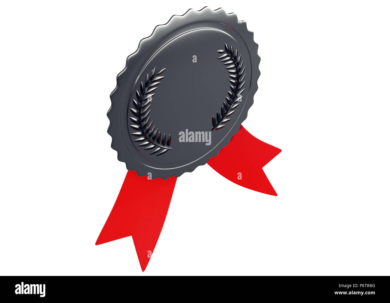 A 3D Illustration of silver award with ribbon on white background Stock ...
