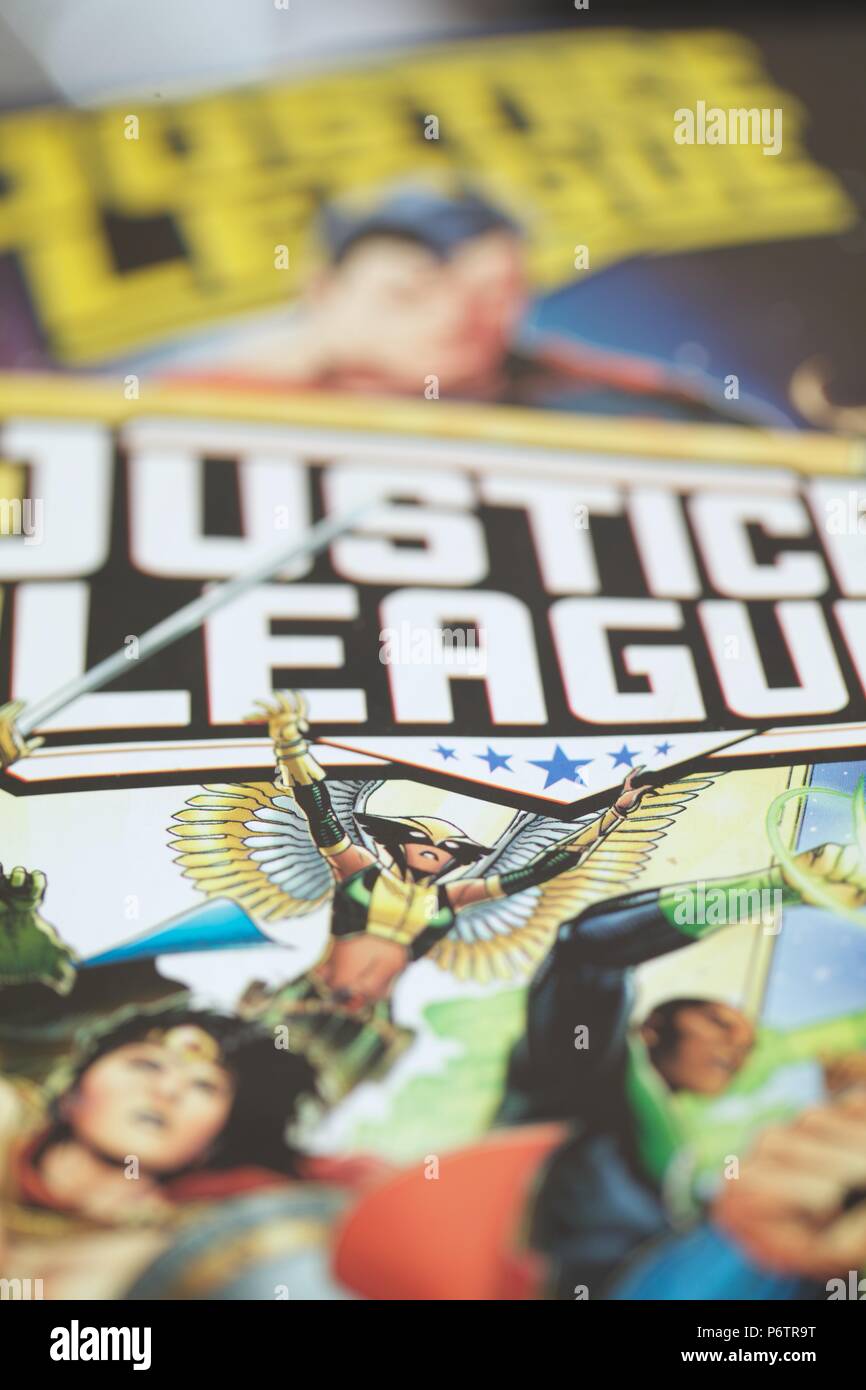 Justice League superhero comic books Stock Photo - Alamy