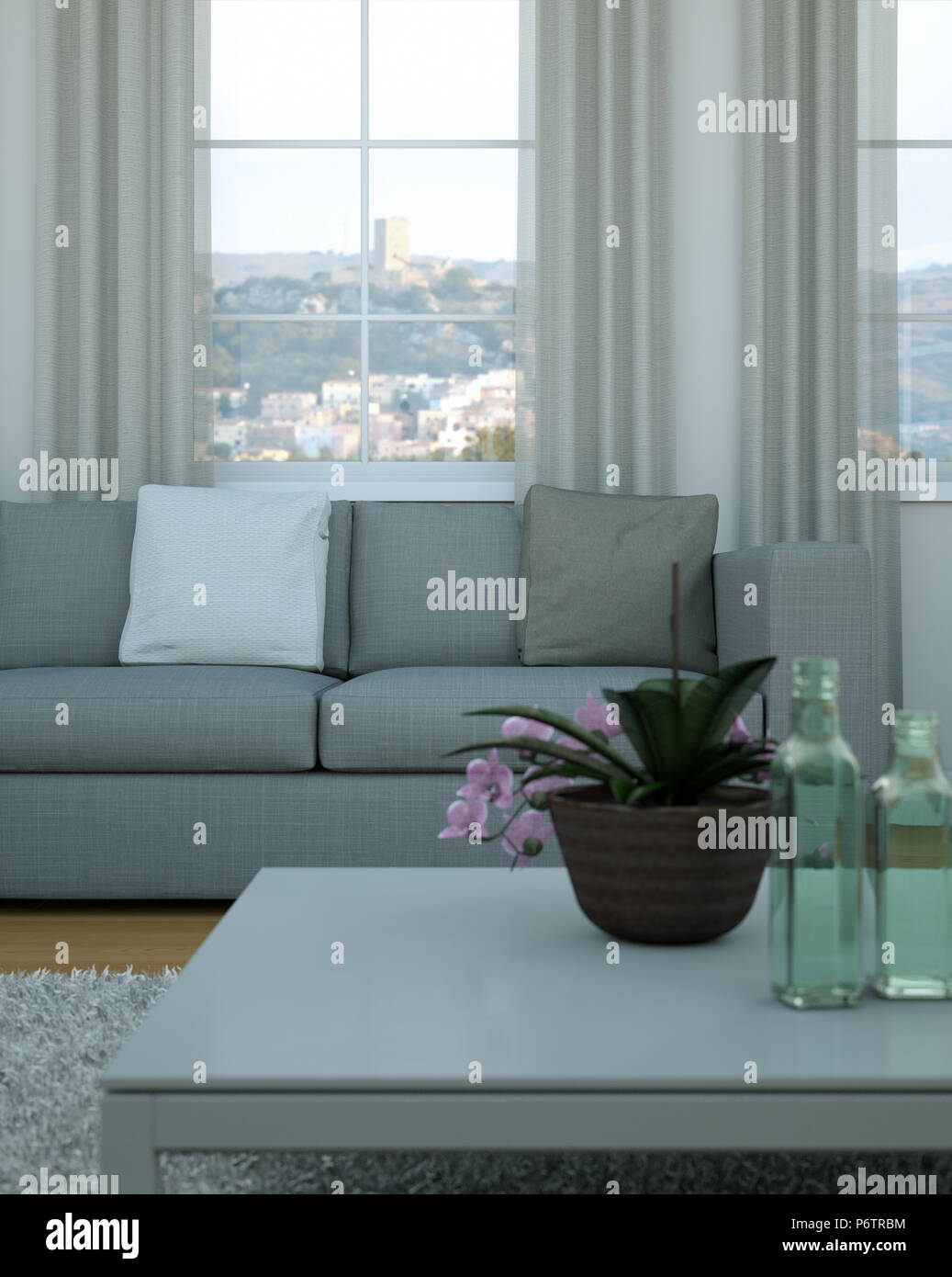modern bright skandinavian interior design living room Stock Photo - Alamy