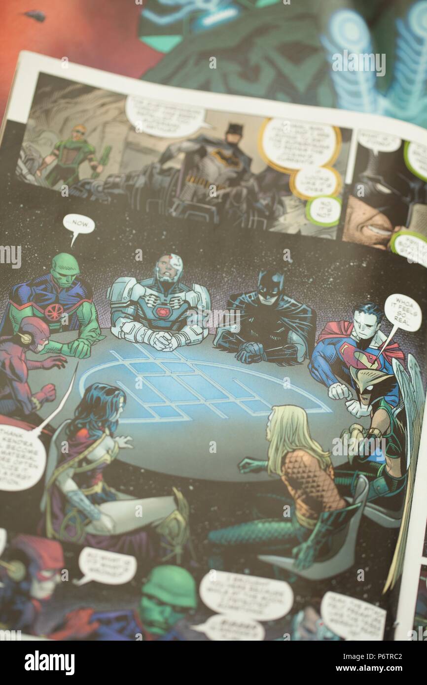 Justice League superhero comic books Stock Photo - Alamy