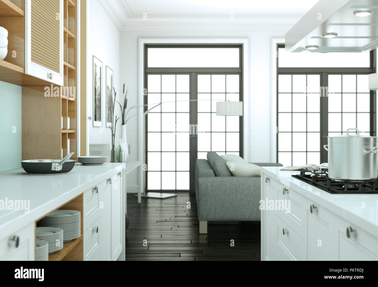 modern kitchen interior design illustration Stock Photo - Alamy
