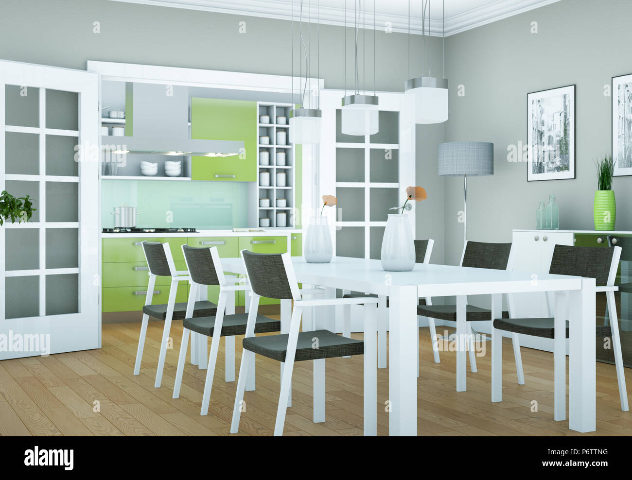 Dining room interior design in modern appartment Stock Photo - Alamy