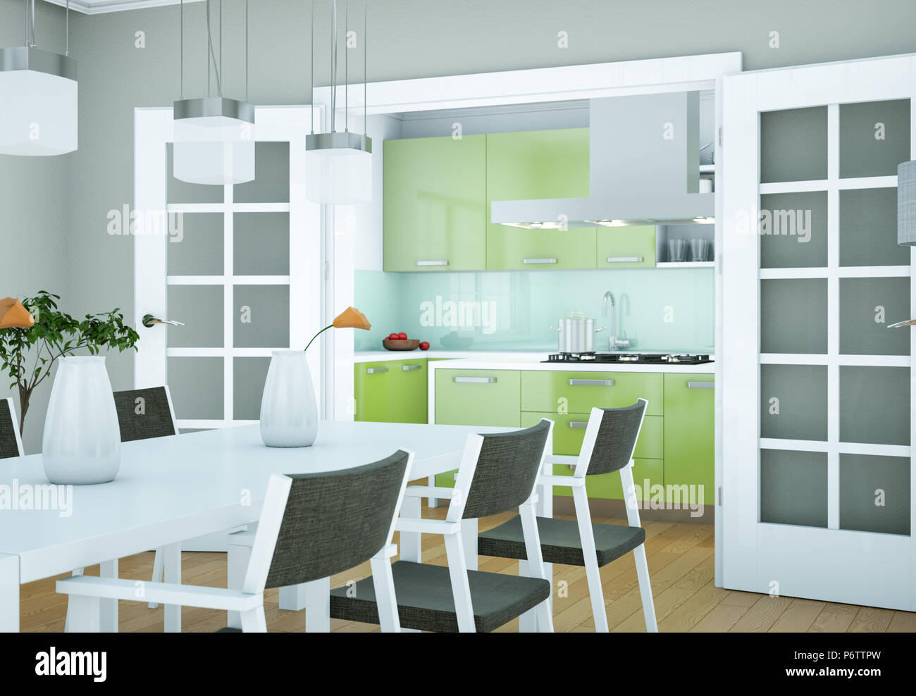 Dining room interior design in modern appartment Stock Photo - Alamy
