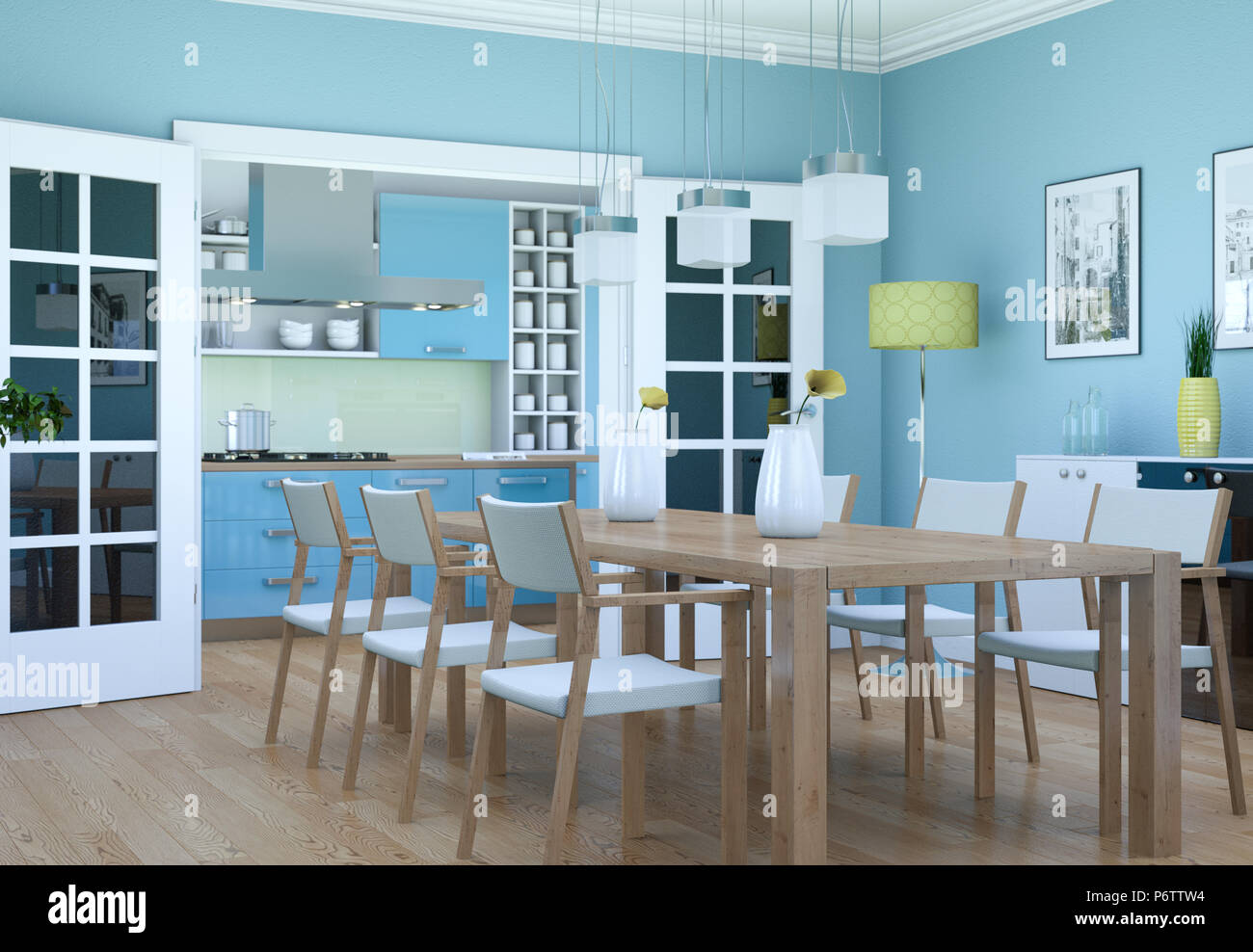 Dining room interior design in modern appartment Stock Photo - Alamy