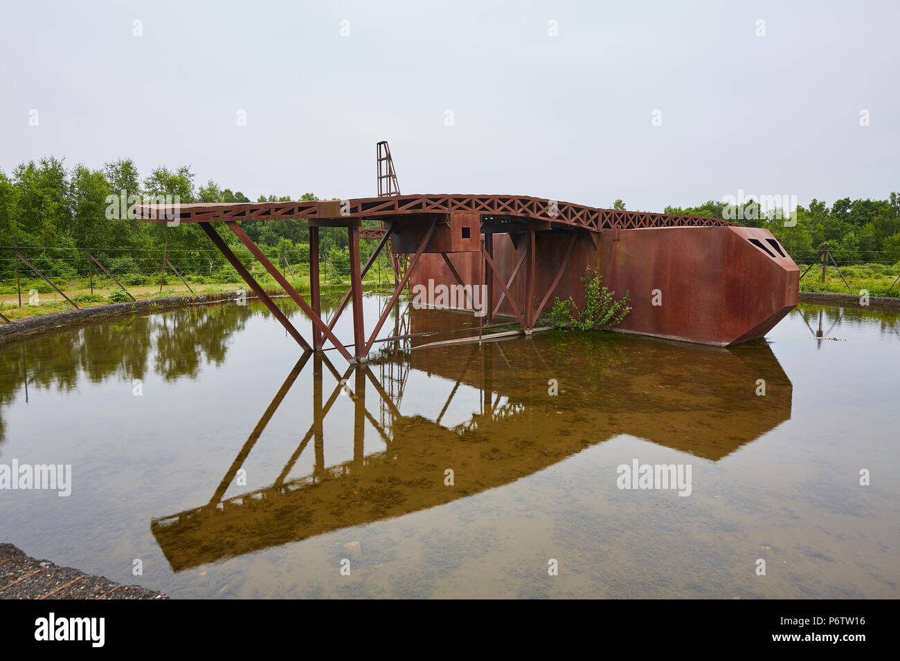 A mock up of an aircraft made from steel used as a training tool for ...