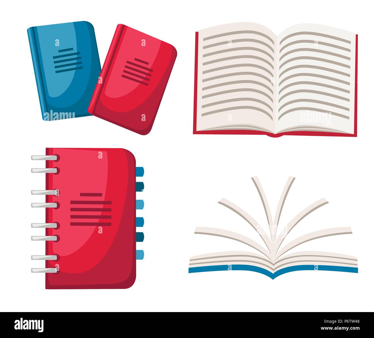 Set of notebooks. Spiral and normal notebook. Flat office icon. Closed ...