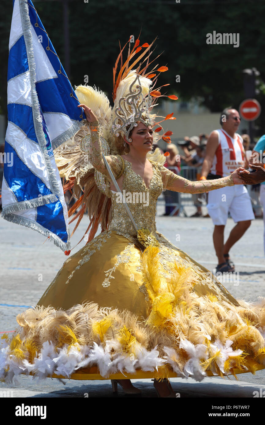 The participant of Tropical carnival 2018 in Paris , France. Over 4,000 ...