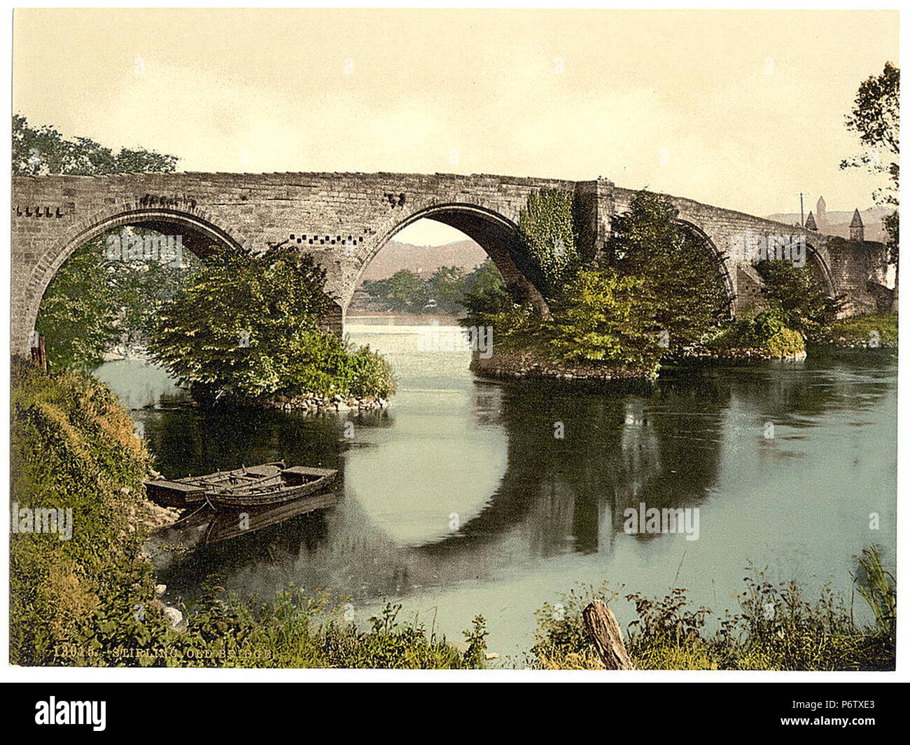a vintage photo of a bridge and surroundings Stock Photo - Alamy