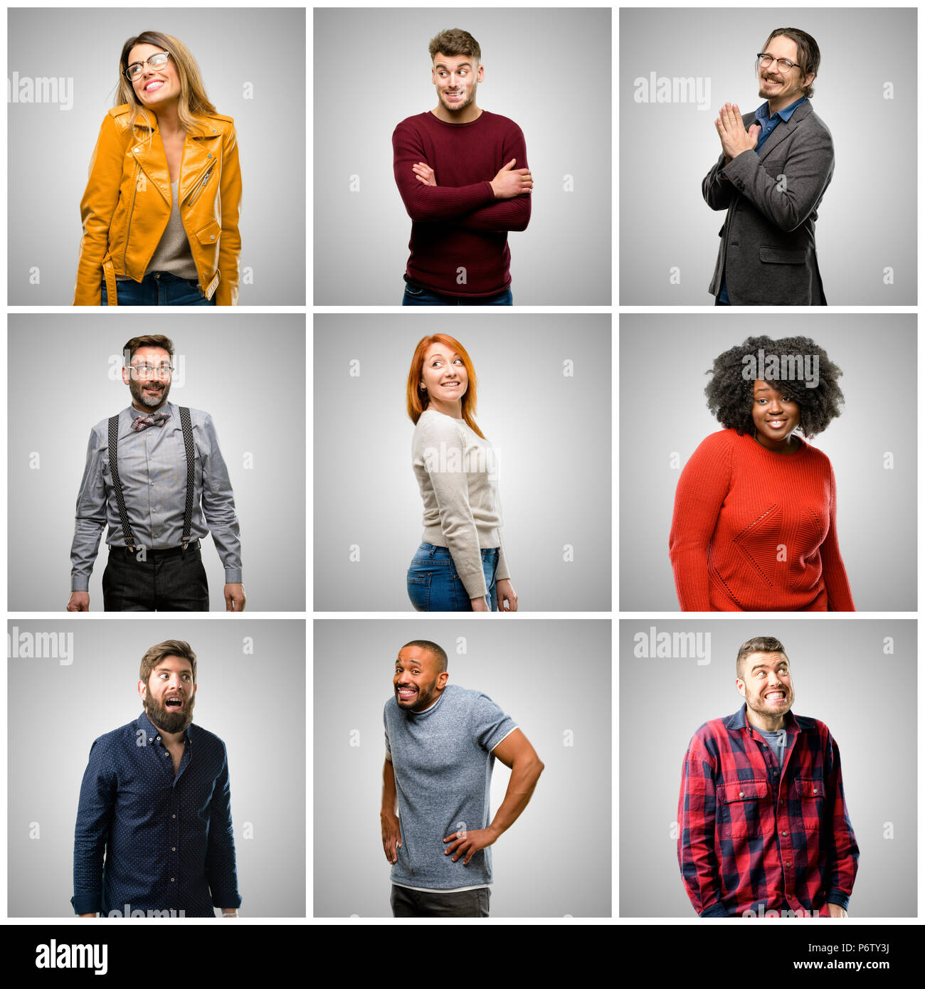 Group of mixed people, women and men confident and happy with a big ...