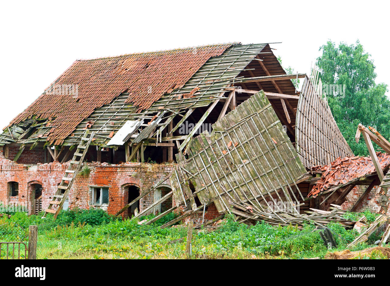 old ruined building of brick, collapsed brick house Stock Photo - Alamy