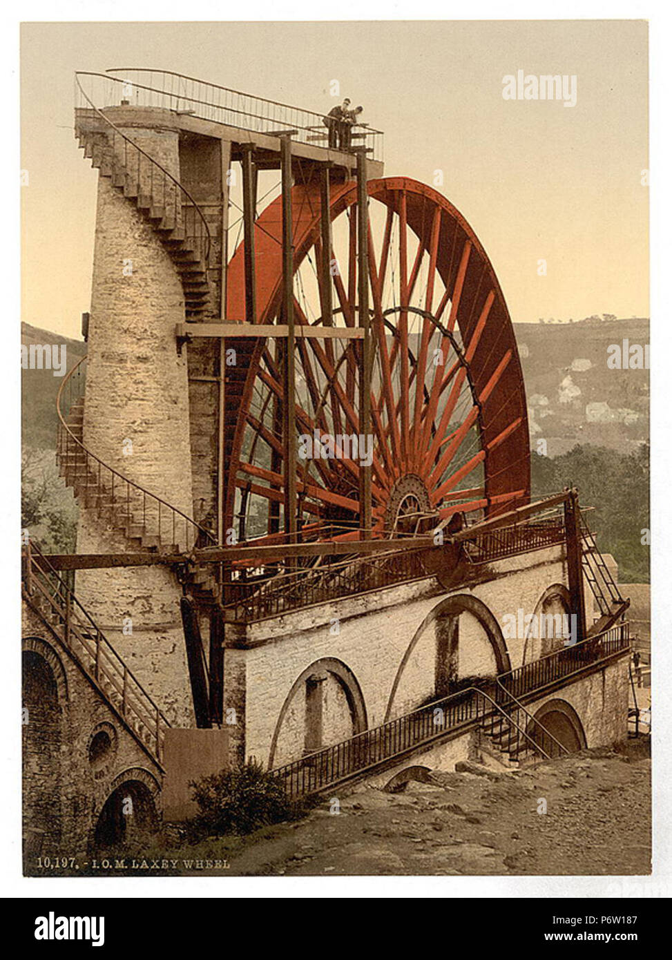 vintage photograph of a large wheel mill Stock Photo - Alamy