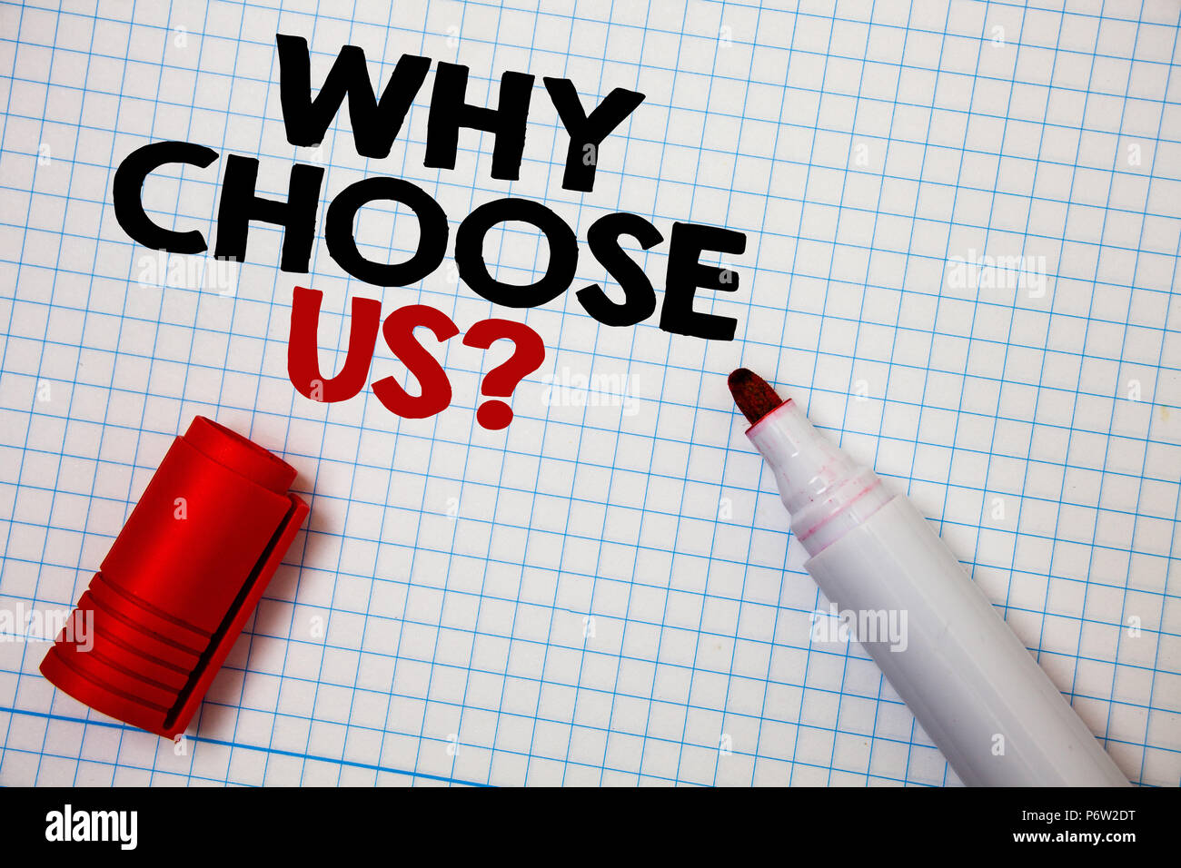 Writing note showing Why Choose Us Question. Business photo showcasing ...