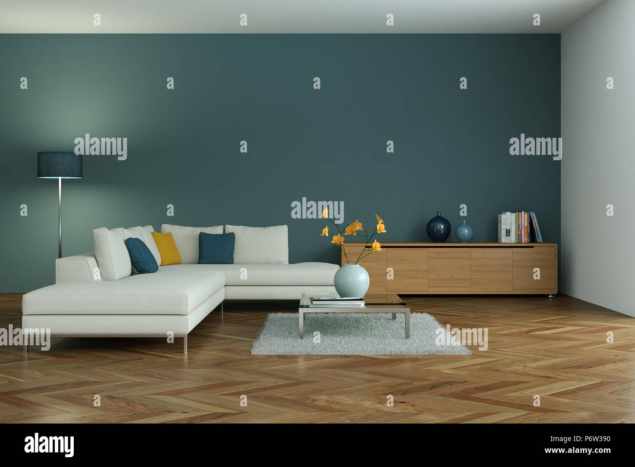 modern living room interior design with concrete wall Stock Photo - Alamy