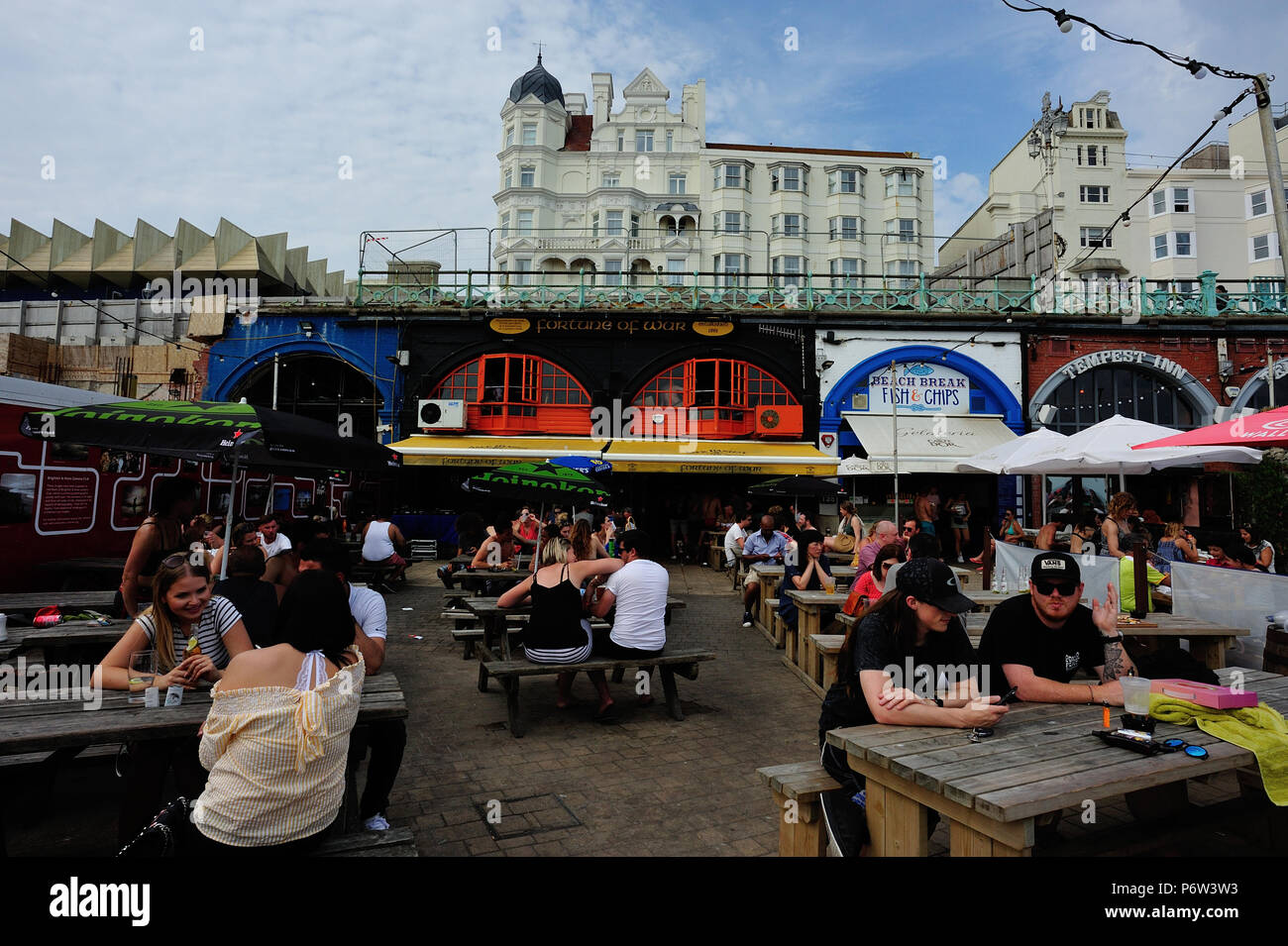 Beach Bars on the seafront, English Seaside Town, Brighton & Hove, East ...