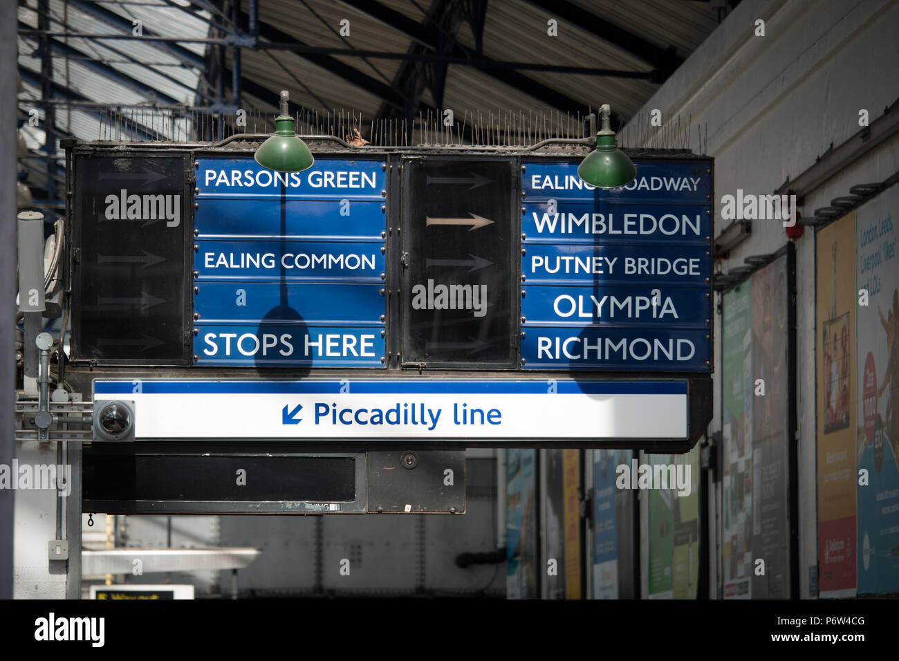 The old-fashioned destination sign at Earl's Court Stock Photo - Alamy