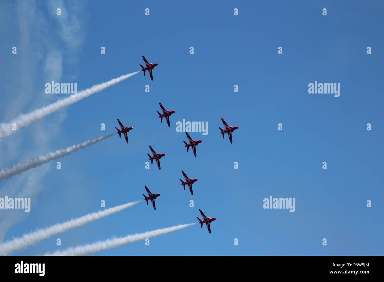 Armed Forces Day. Llandudno. The Red Arrows performing aerobatic Stock ...