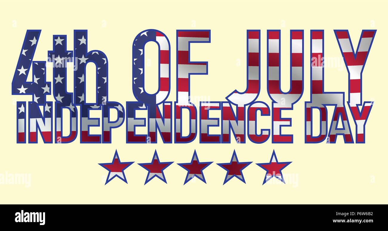 4th July, Independence Day Banner, on Flag of United state of America ...