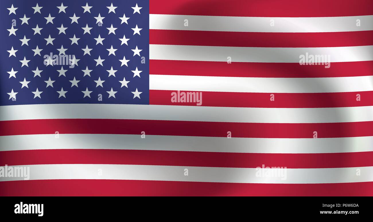 Flag of United state of America with a little Waving, Shading & Flag ...