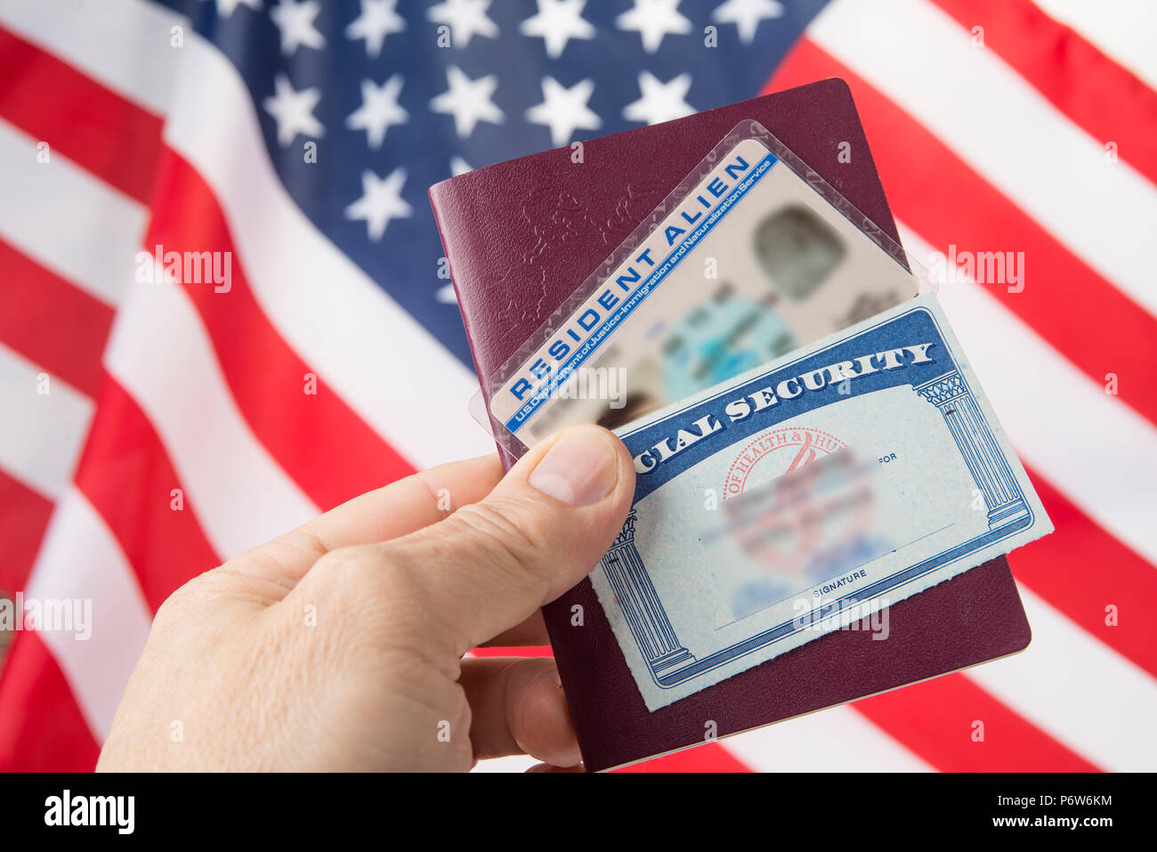 Social security card and resident alien card. Green card american dream ...