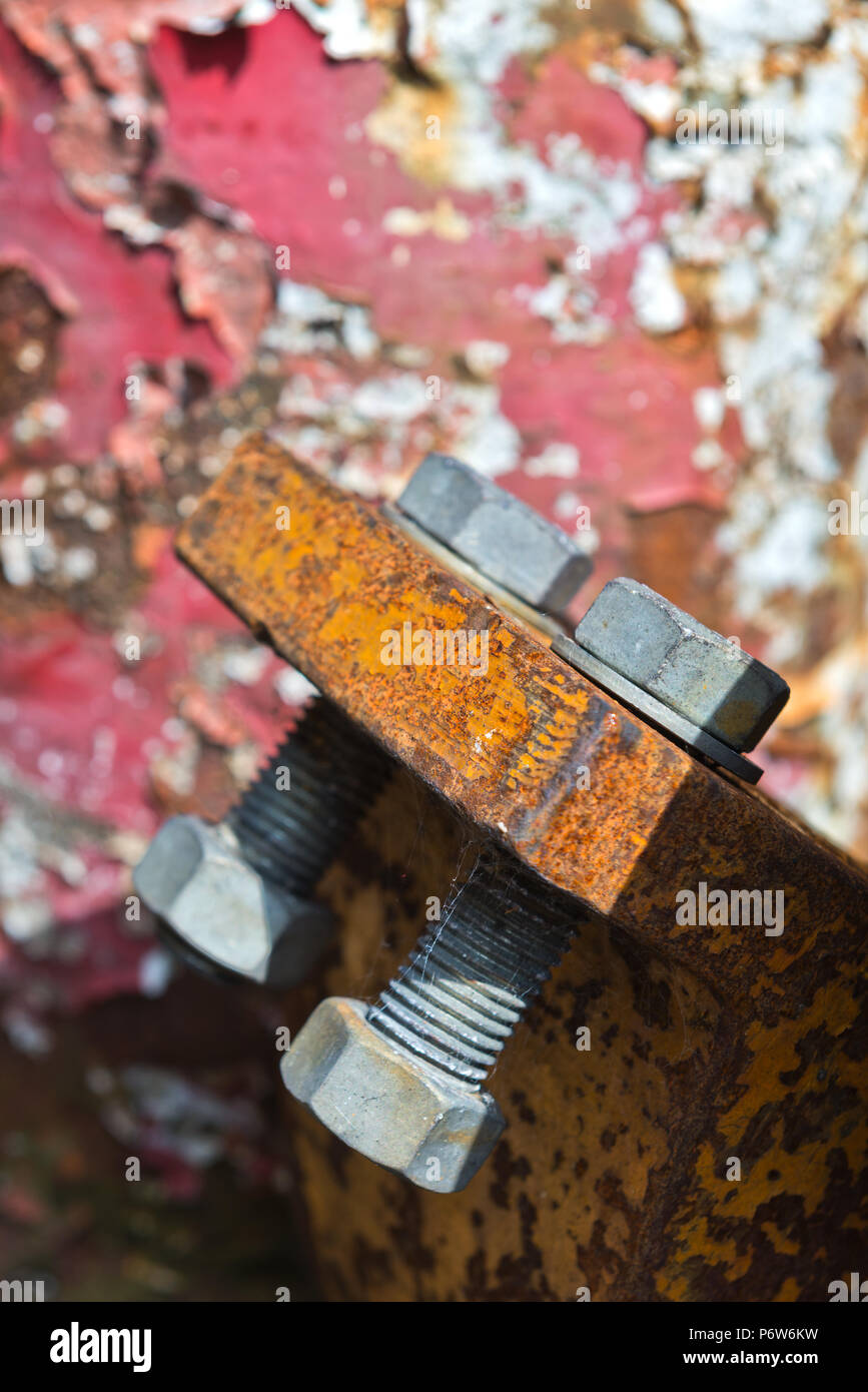 Scrap metal, nuts, bolts and buffers from old trains, on the scrap pile ...