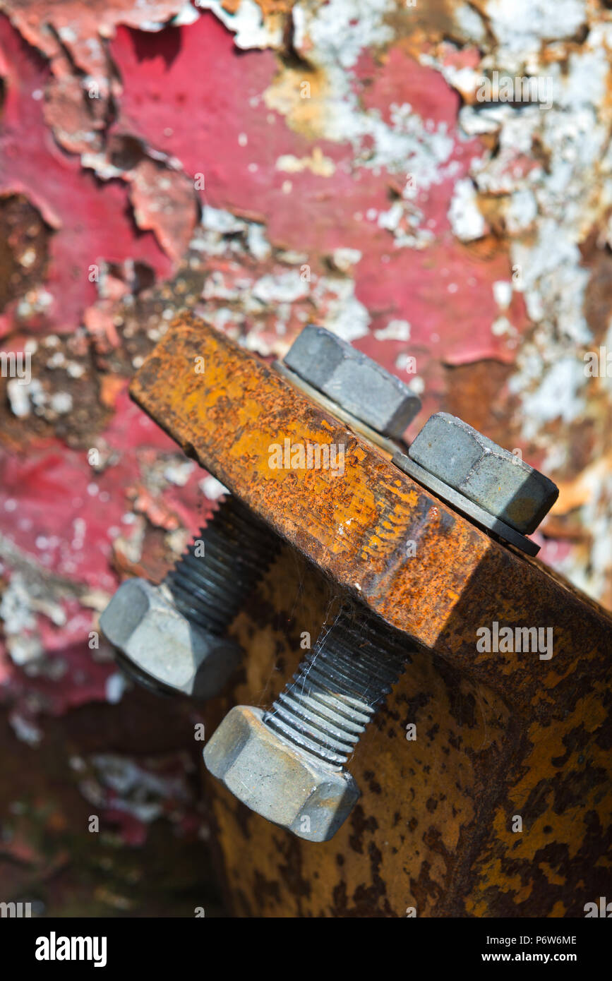 Scrap metal, nuts, bolts and buffers from old trains, on the scrap pile ...