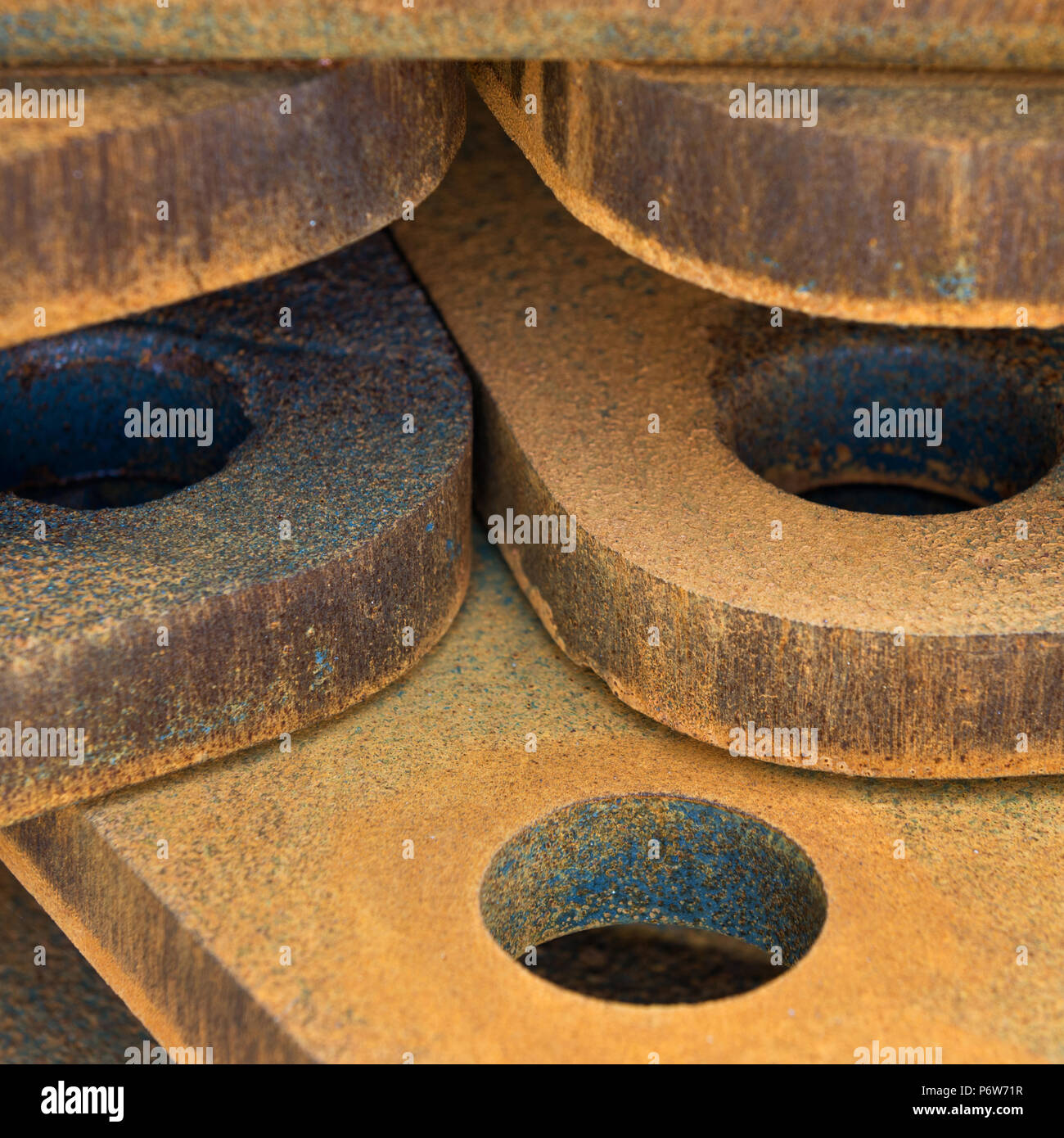 a stack of rust stained iron brake blocks outside the engine sheds at ...