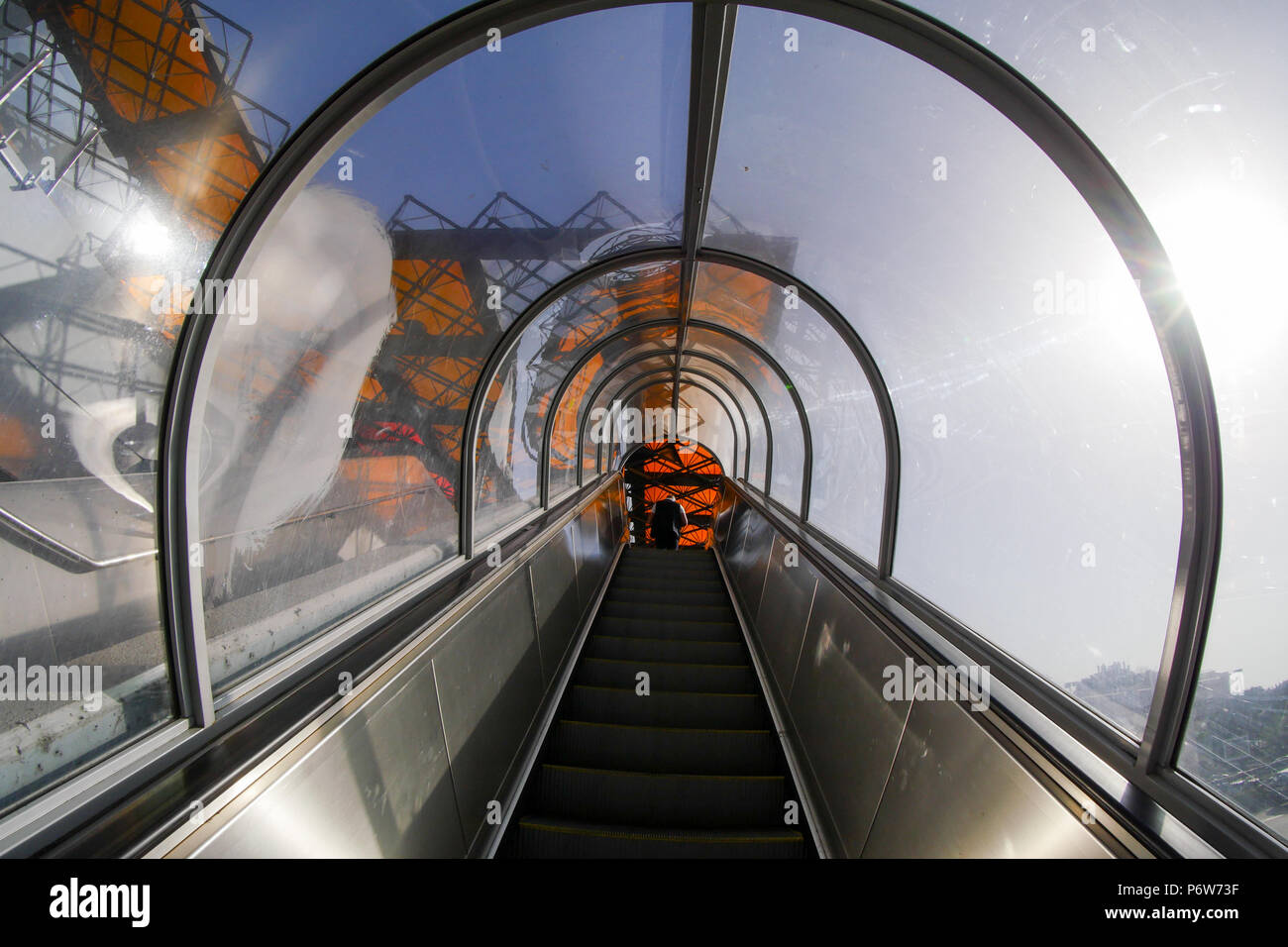 Covered escalators at Perrache Railway station, Lyon, France Stock ...
