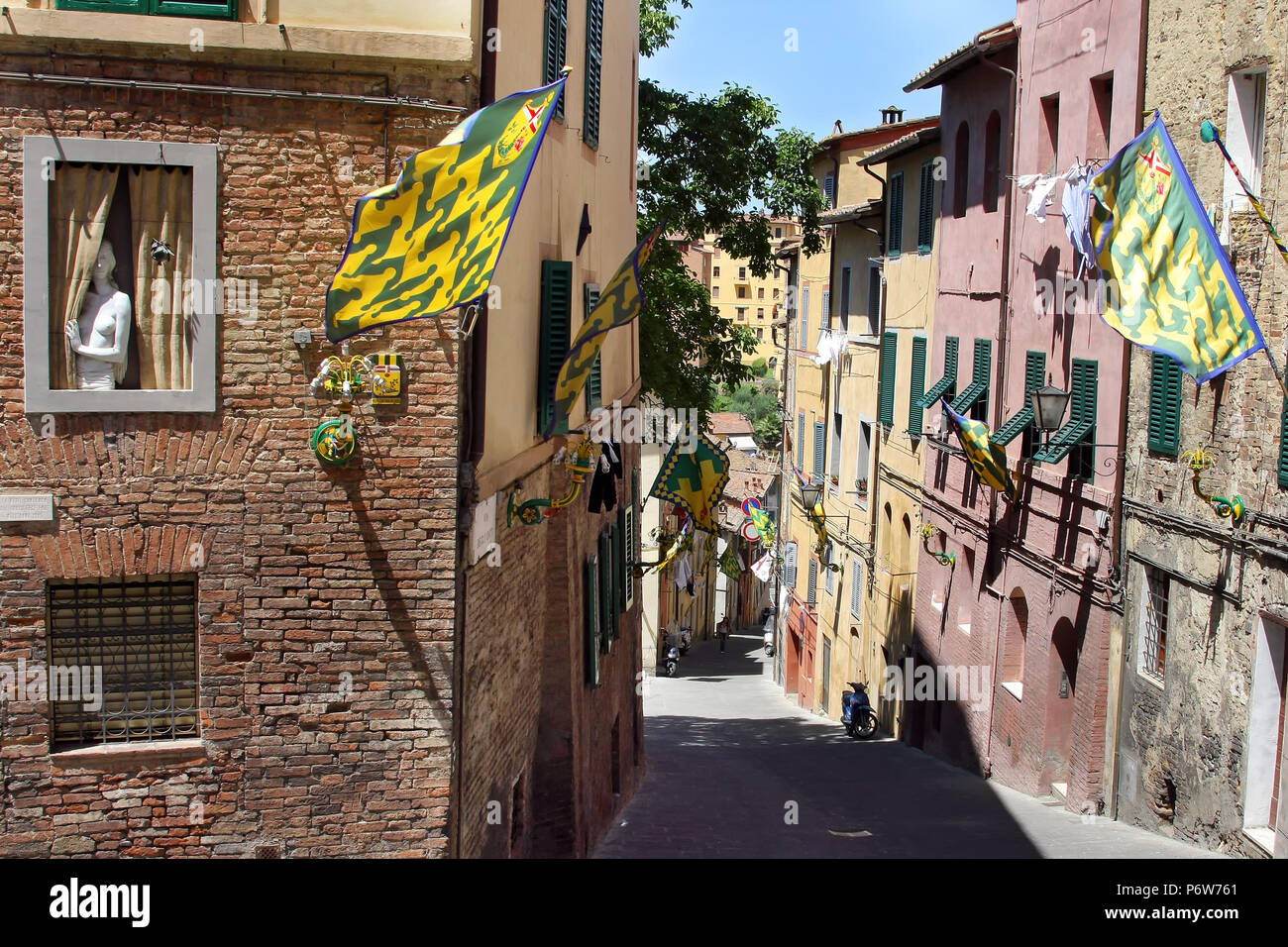 Flags of the contrade of the palio of siena hi-res stock photography ...