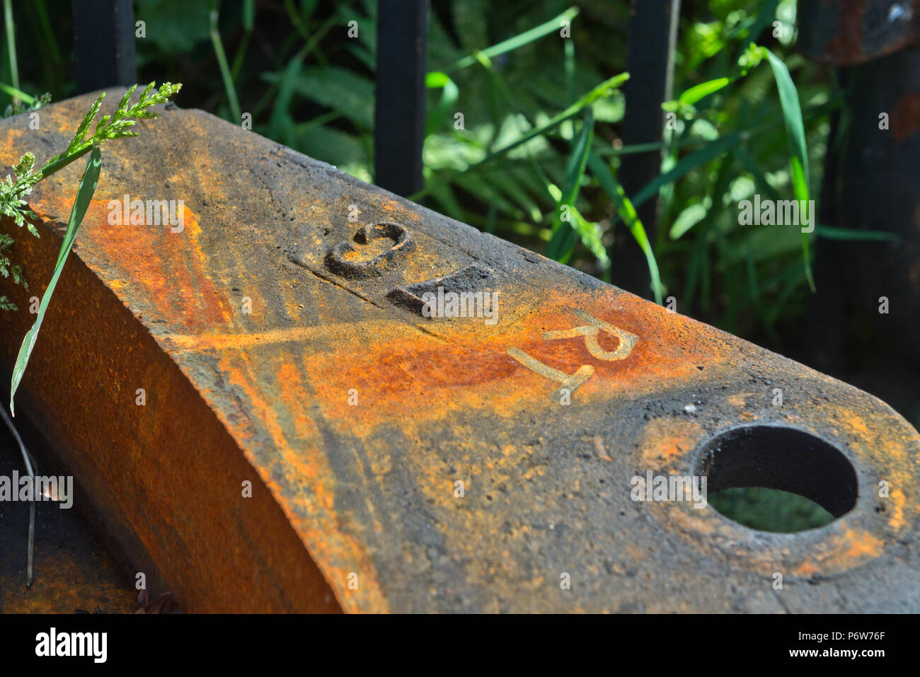 a stack of rust stained iron brake blocks outside the engine sheds at ...