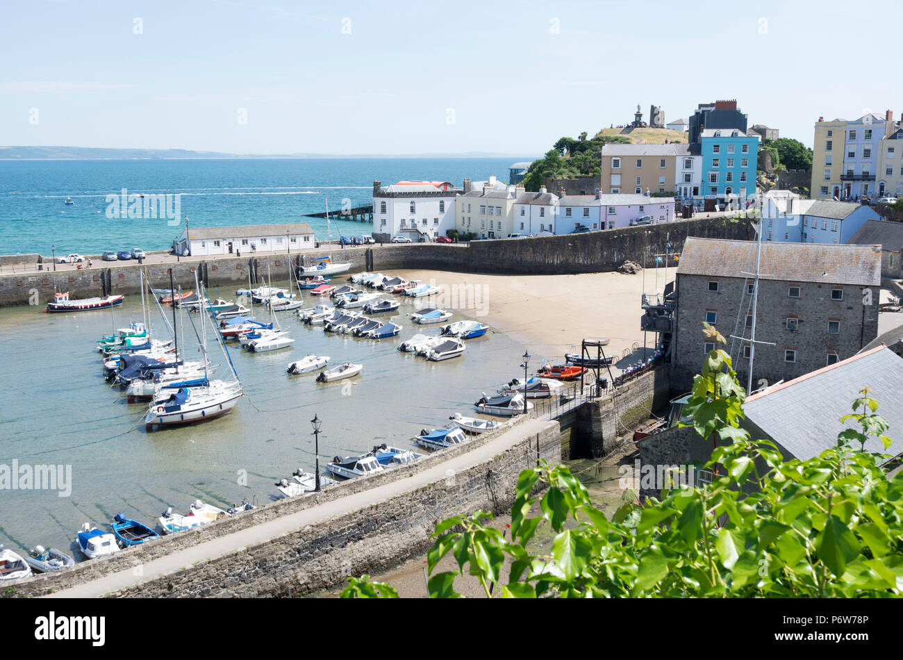 Tenby - the seaport with strong sunlight (wales - uk Stock Photo - Alamy