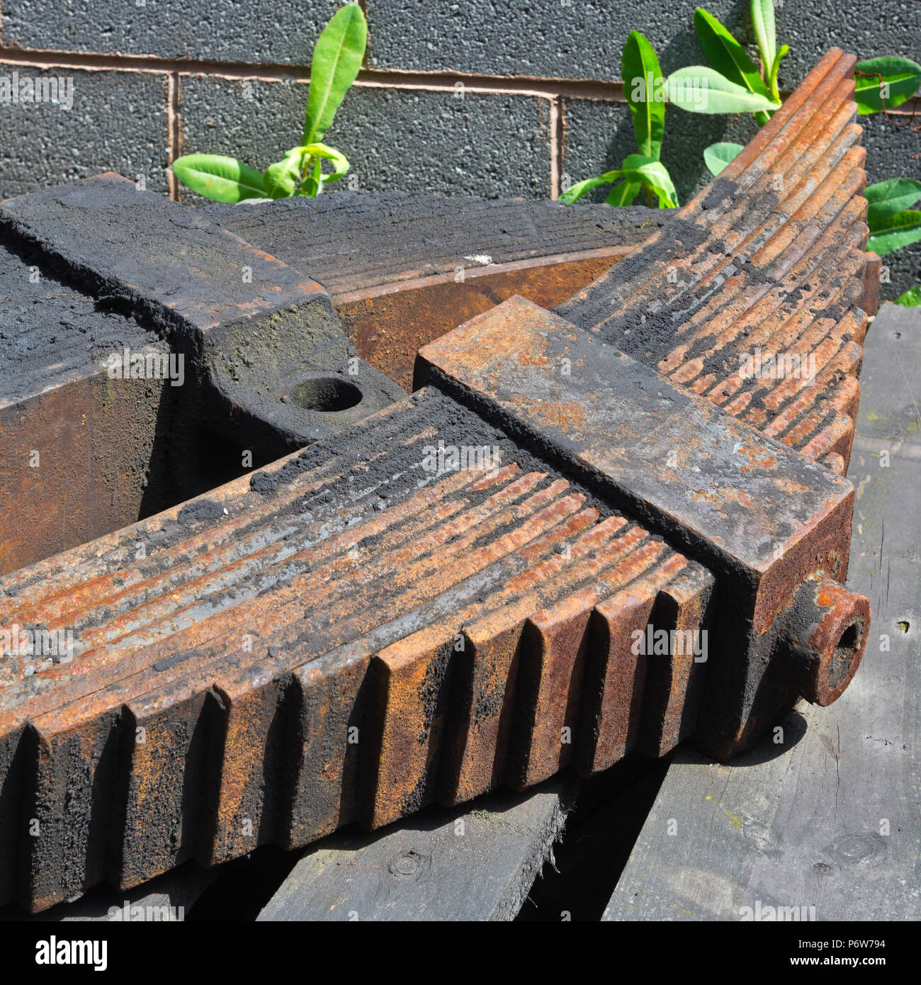 Rusty discarded suspension leaf springs outside the engine sheds at ...