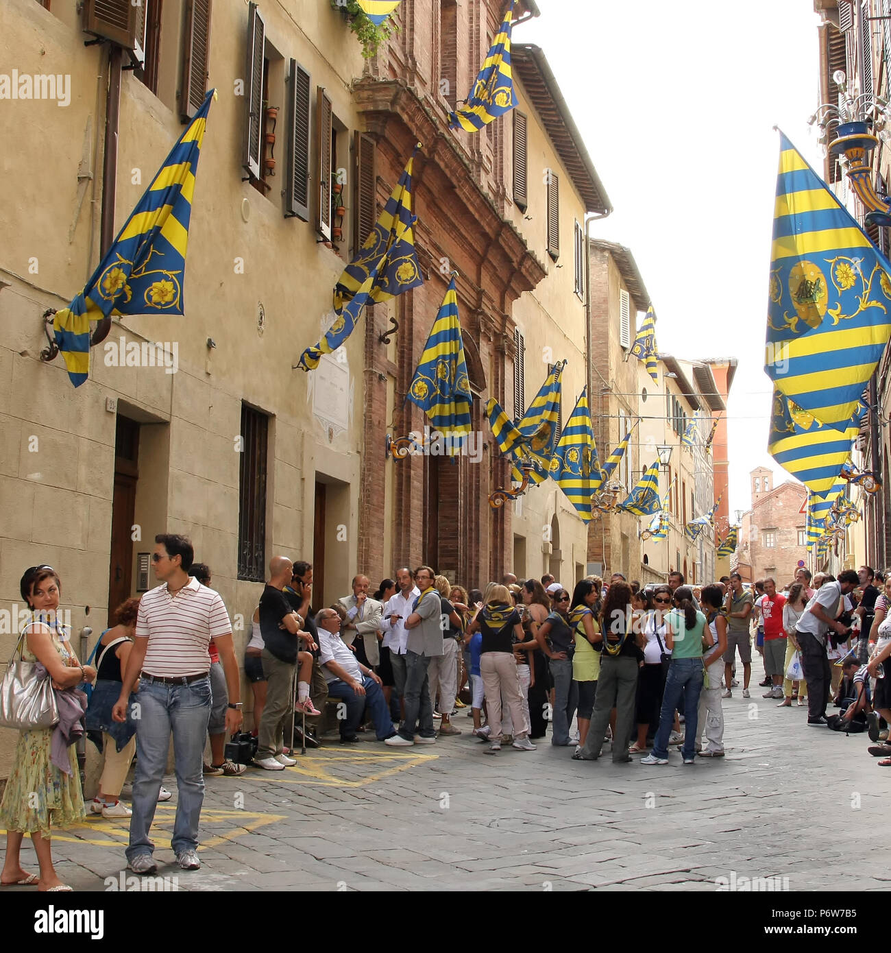Flags of the contrade of the palio of siena hi-res stock photography ...