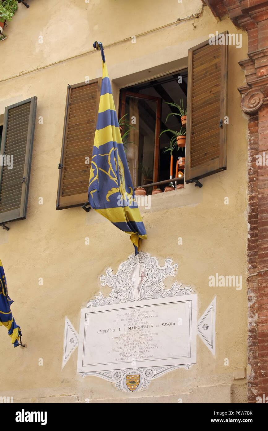 Flags of the contrade of the palio of siena hi-res stock photography ...