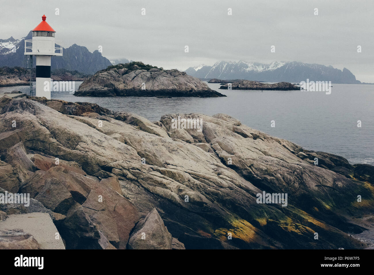 North sea with cold and snow view of the horizon and rocky coast Stock ...